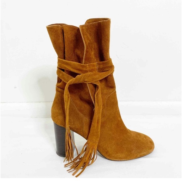 Shellys London | Shoes | Shellys London Tassel Tie Suede Brown Boots Sz ...